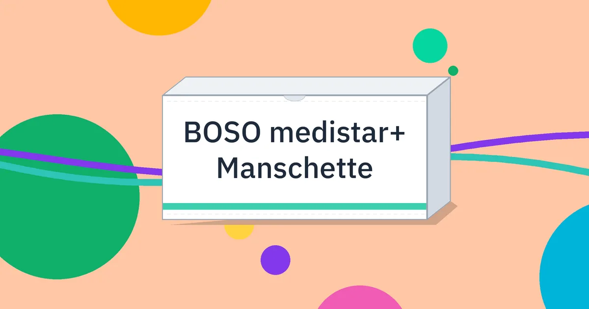 Symbolbild: Packung mit der Aufschrift BOSO medistar+ Manschette (PZN 10271415) – Verfügbarkeit und Bezug in Apotheken in Frankfurt am Main