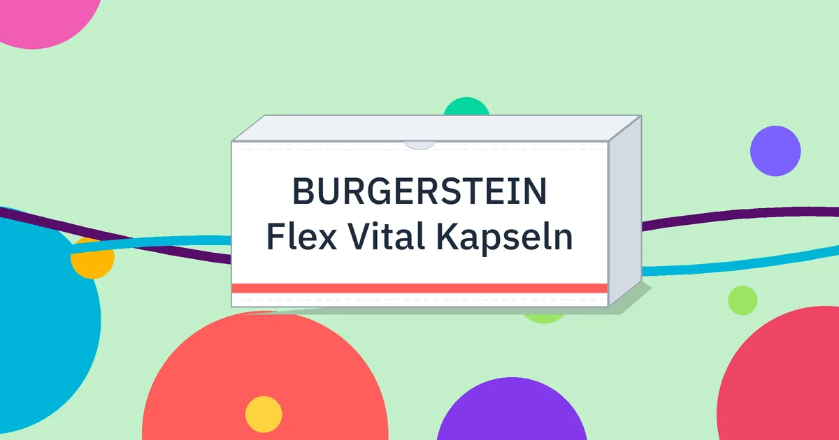 Symbolbild: Packung mit der Aufschrift BURGERSTEIN Flex Vital Kapseln (PZN 17375158) – Verfügbarkeit und Bezug in Apotheken in Frankfurt am Main