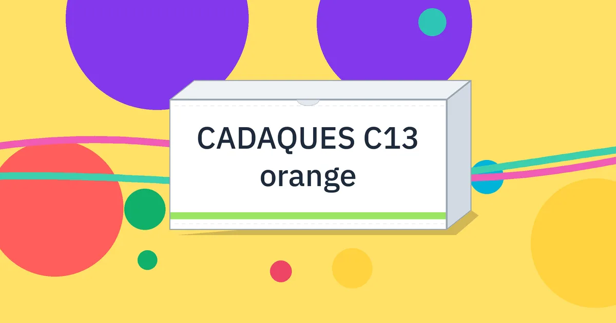 Symbolbild: Packung mit der Aufschrift CADAQUES C13 orange (PZN 20220896) – Verfügbarkeit und Bezug in Apotheken in Frankfurt am Main