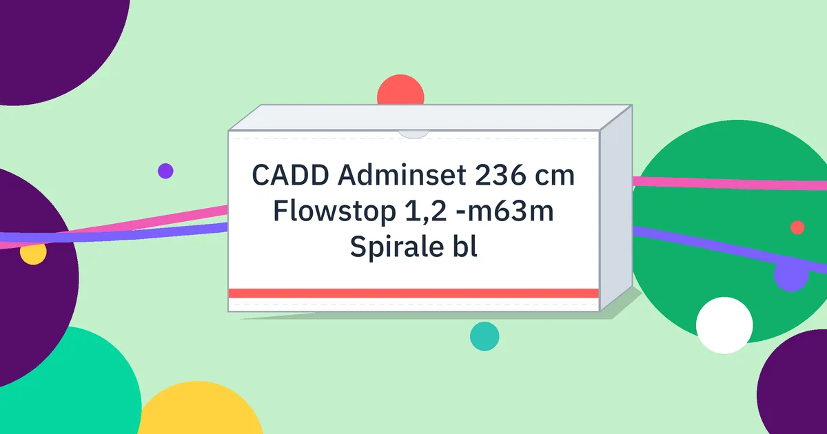 Symbolbild: Packung mit der Aufschrift CADD Adminset 236 cm Flowstop 1,2 -m63m Spirale bl (PZN 11242166) – Verfügbarkeit und Bezug in Apotheken in Frankfurt am Main