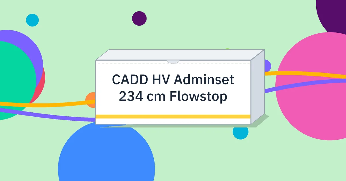 Symbolbild: Packung mit der Aufschrift CADD HV Adminset 234 cm Flowstop (PZN 11242189) – Verfügbarkeit und Bezug in Apotheken in Frankfurt am Main