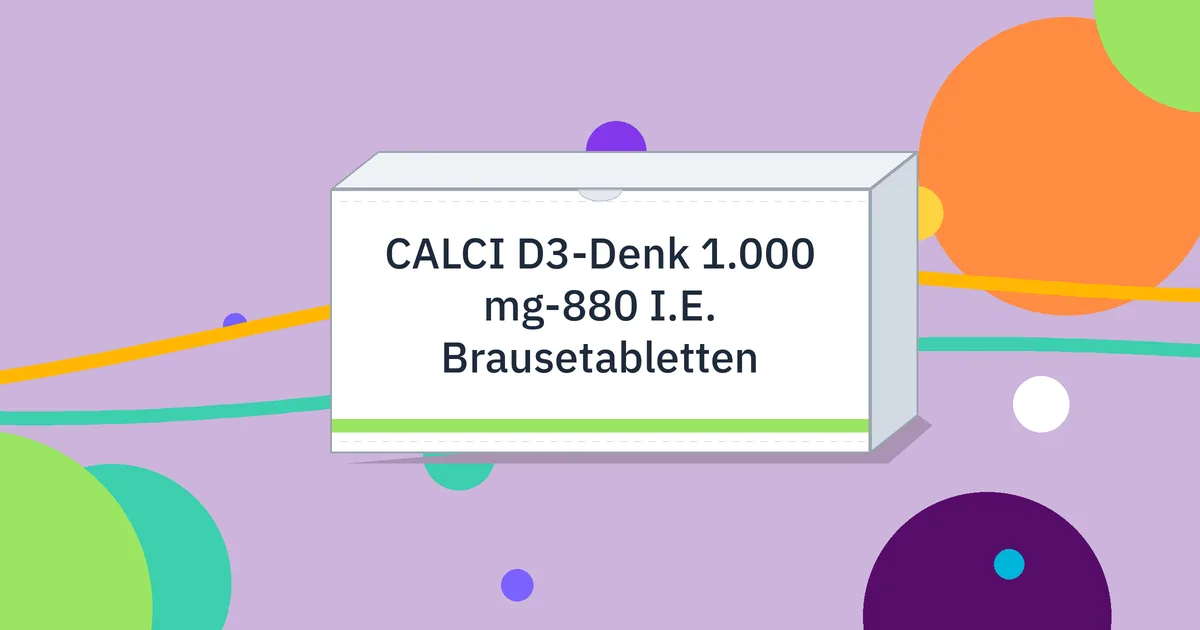 Symbolbild: Packung mit der Aufschrift CALCI D3-Denk 1.000 mg-880 I.E. Brausetabletten (PZN 14047726) – Verfügbarkeit und Bezug in Apotheken in Frankfurt am Main