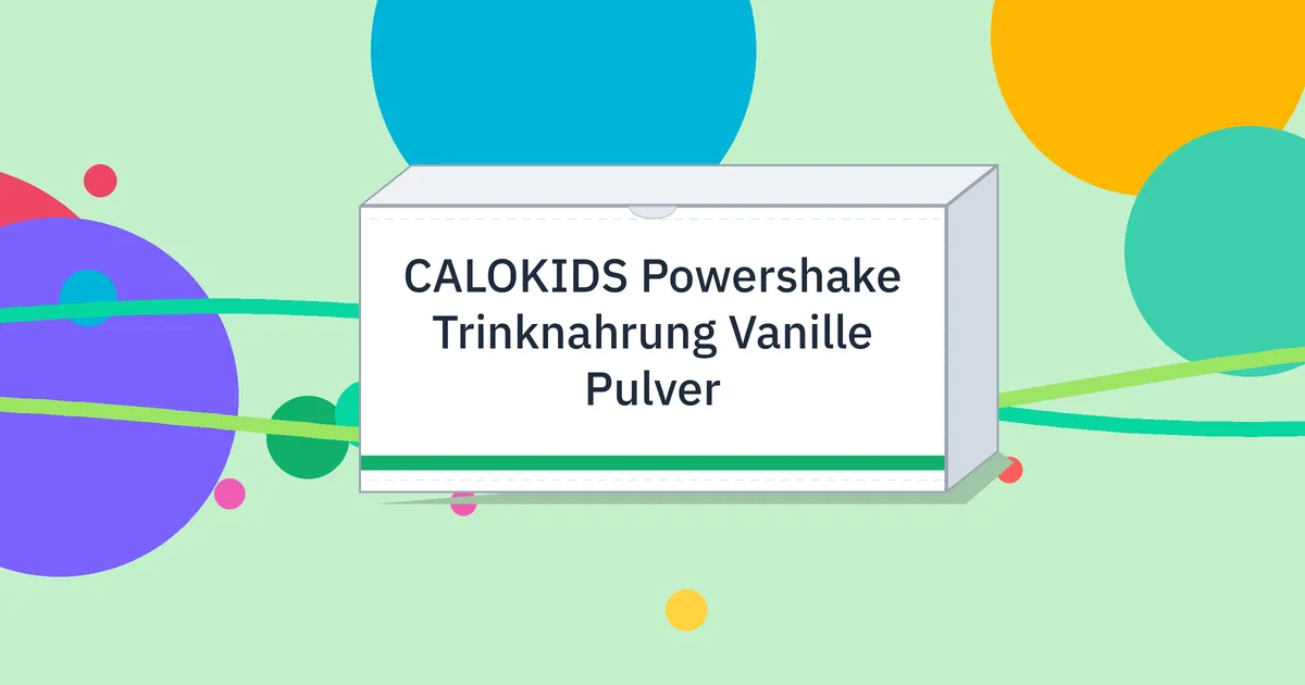 Symbolbild: Packung mit der Aufschrift CALOKIDS Powershake Trinknahrung Vanille Pulver (PZN 19540880) – Verfügbarkeit und Bezug in Apotheken in Frankfurt am Main