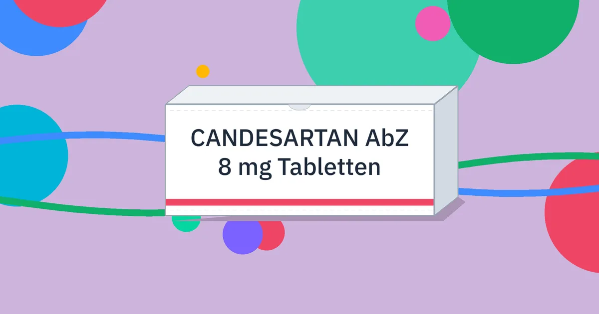 Symbolbild: Packung mit der Aufschrift CANDESARTAN AbZ 8 mg Tabletten (PZN 09074939) – Verfügbarkeit und Bezug in Apotheken in Frankfurt am Main