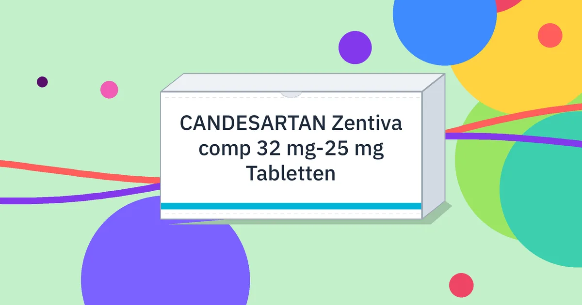 Symbolbild: Packung mit der Aufschrift CANDESARTAN Zentiva comp 32 mg-25 mg Tabletten (PZN 01786215) – Verfügbarkeit und Bezug in Apotheken in Frankfurt am Main
