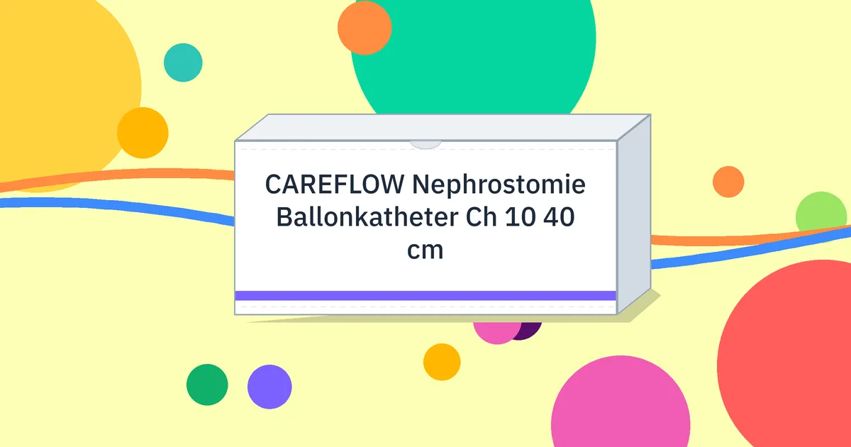 Symbolbild: Packung mit der Aufschrift CAREFLOW Nephrostomie Ballonkatheter Ch 10 40 cm (PZN 13851171) – Verfügbarkeit und Bezug in Apotheken in Frankfurt am Main