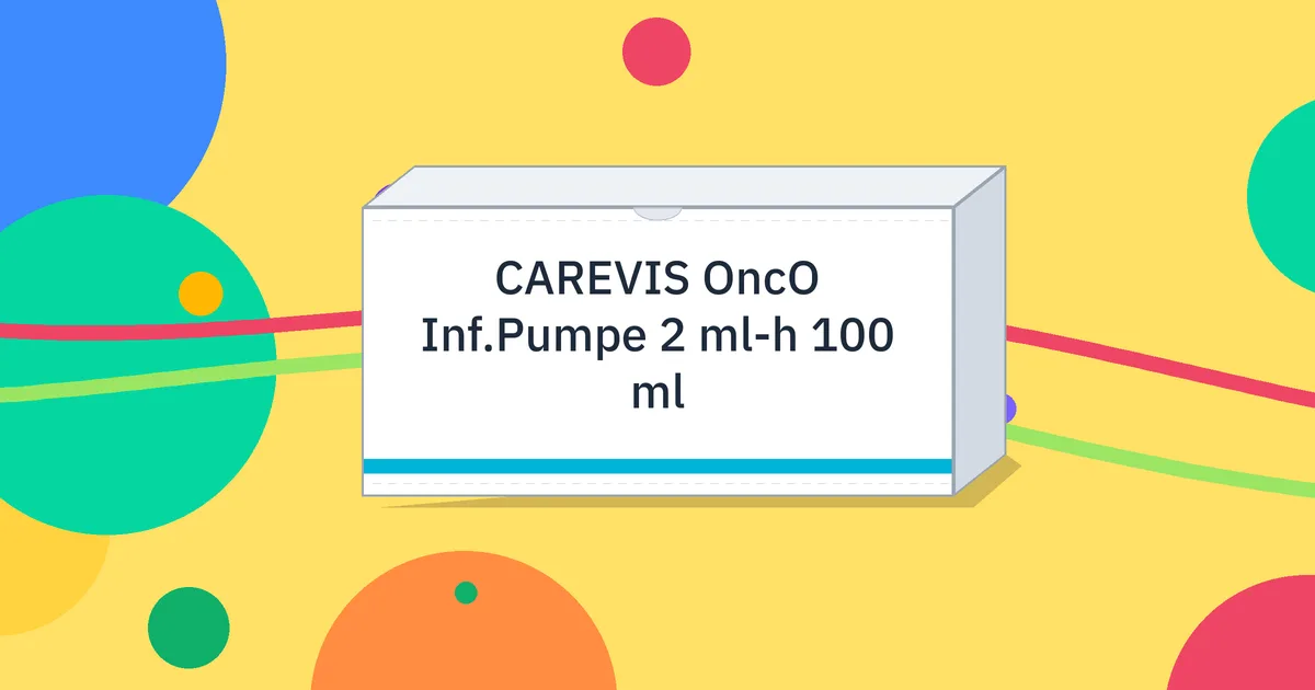 Symbolbild: Packung mit der Aufschrift CAREVIS OncO Inf.Pumpe 2 ml-h 100 ml (PZN 19117420) – Verfügbarkeit und Bezug in Apotheken in Frankfurt am Main