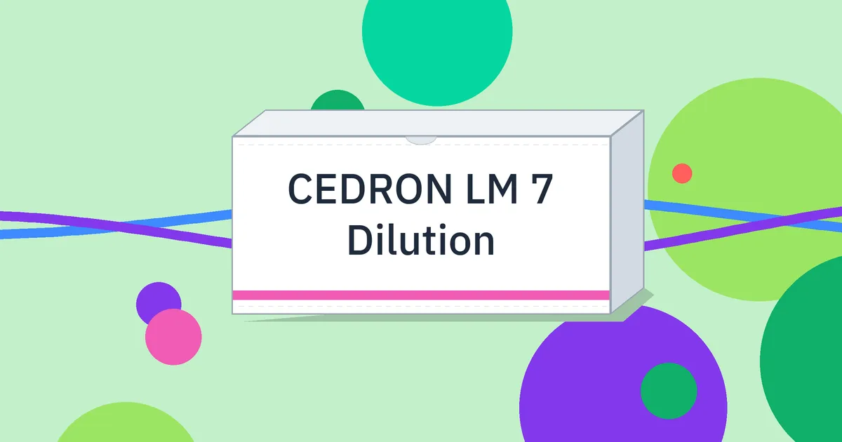 Symbolbild: Packung mit der Aufschrift CEDRON LM 7 Dilution (PZN 13435610) – Verfügbarkeit und Bezug in Apotheken in Frankfurt am Main