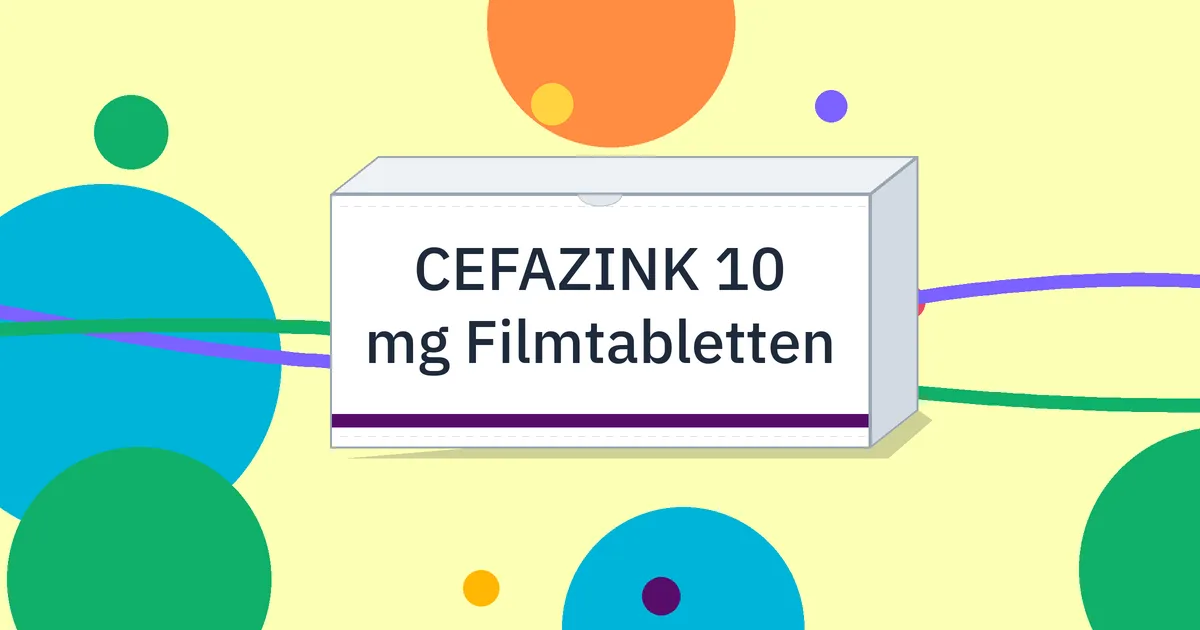 Symbolbild: Packung mit der Aufschrift CEFAZINK 10 mg Filmtabletten (PZN 10549282) – Verfügbarkeit und Bezug in Apotheken in Frankfurt am Main