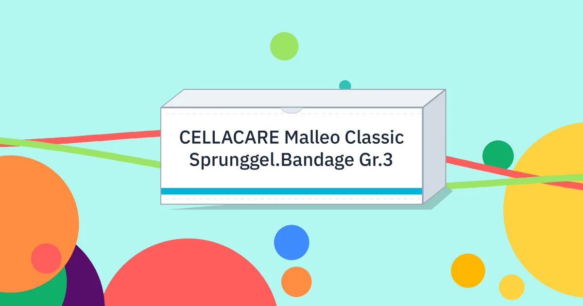Symbolbild: Packung mit der Aufschrift CELLACARE Malleo Classic Sprunggel.Bandage Gr.3 (PZN 12647959) – Verfügbarkeit und Bezug in Apotheken in Frankfurt am Main