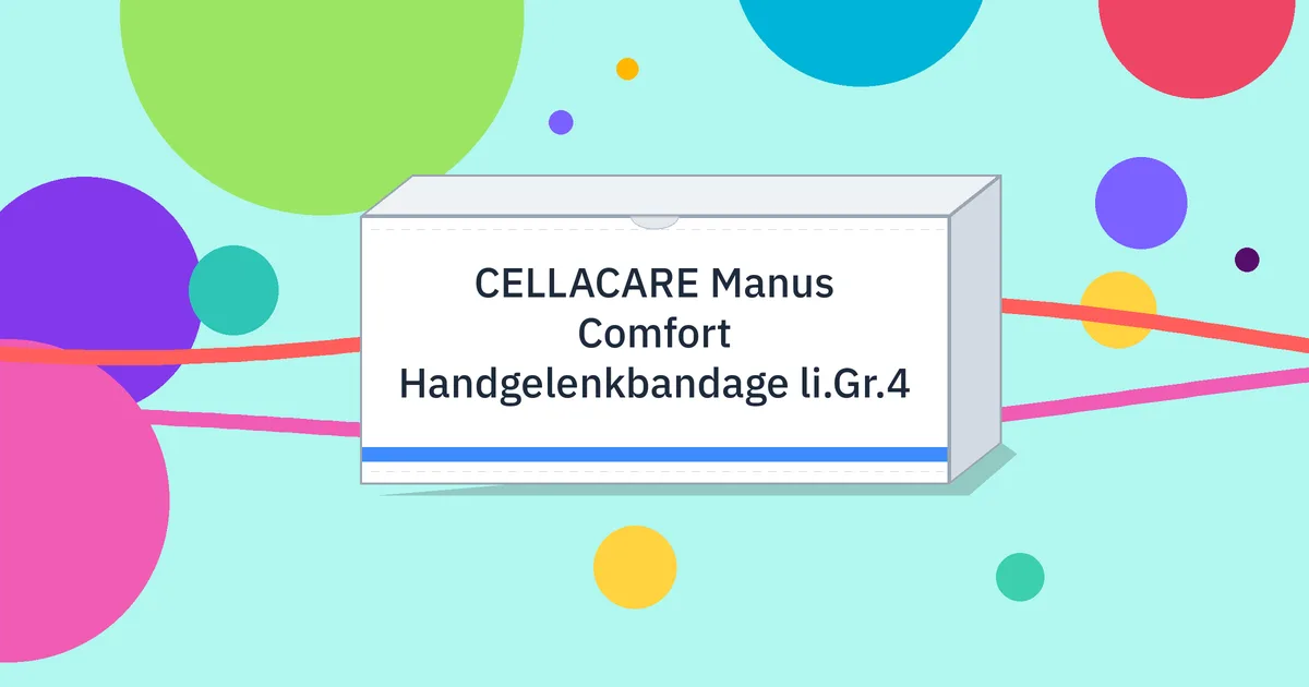 Symbolbild: Packung mit der Aufschrift CELLACARE Manus Comfort Handgelenkbandage li.Gr.4 (PZN 20550168) – Verfügbarkeit und Bezug in Apotheken in Frankfurt am Main