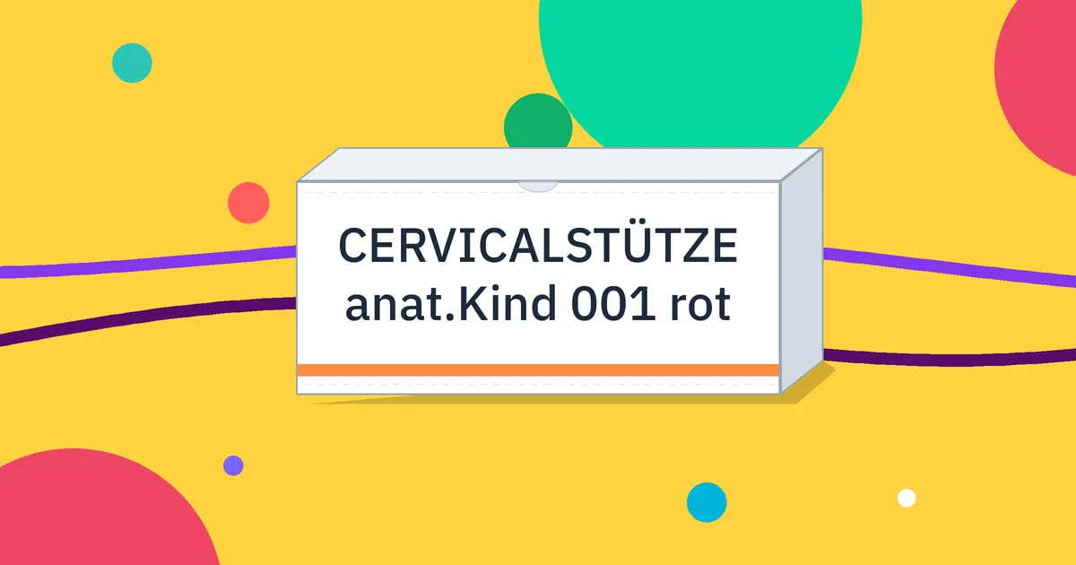 Symbolbild: Packung mit der Aufschrift CERVICALSTÜTZE anat.Kind 001 rot (PZN 08895290) – Verfügbarkeit und Bezug in Apotheken in Frankfurt am Main