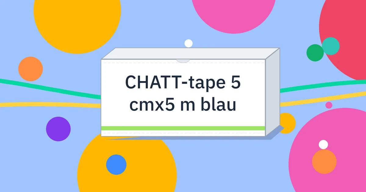 Symbolbild: Packung mit der Aufschrift CHATT-tape 5 cmx5 m blau (PZN 11879136) – Verfügbarkeit und Bezug in Apotheken in Frankfurt am Main