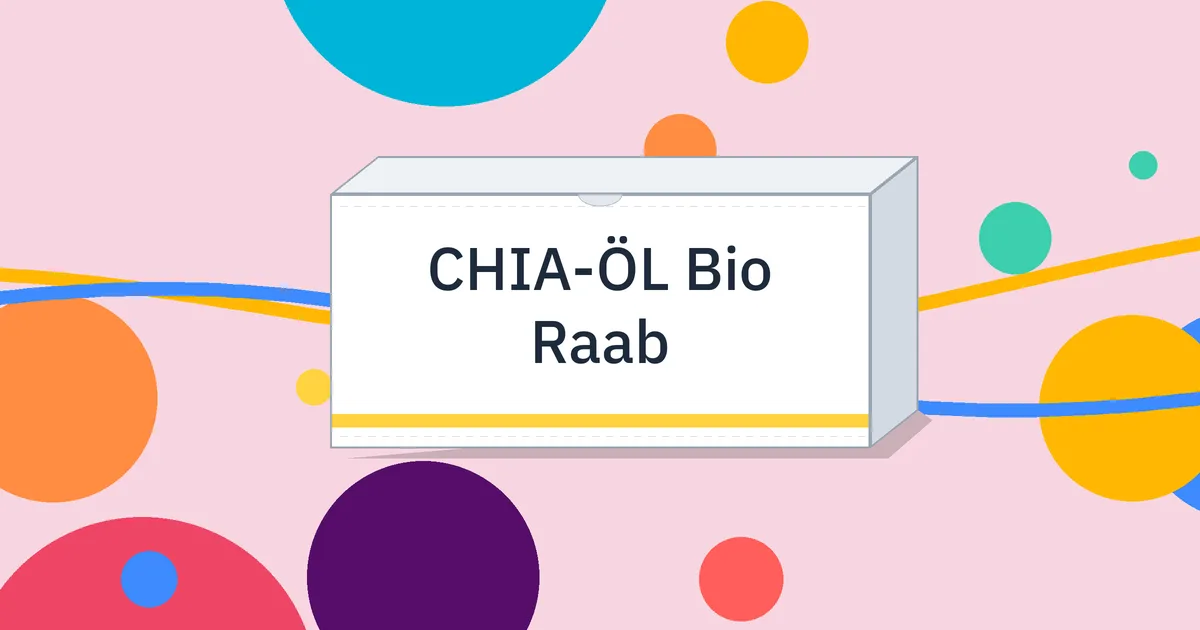Symbolbild: Packung mit der Aufschrift CHIA-ÖL Bio Raab (PZN 11612108) – Verfügbarkeit und Bezug in Apotheken in Frankfurt am Main