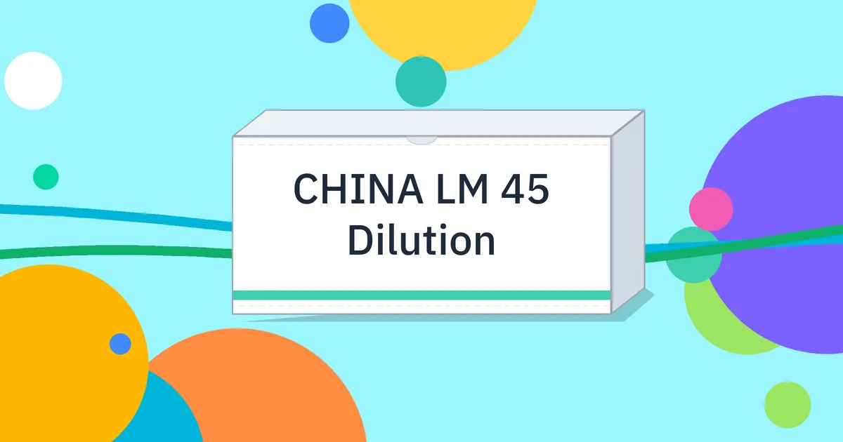 Symbolbild: Packung mit der Aufschrift CHINA LM 45 Dilution (PZN 12814044) – Verfügbarkeit und Bezug in Apotheken in Frankfurt am Main