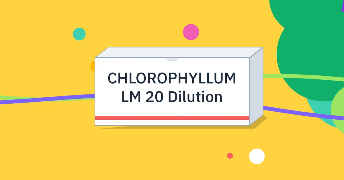 Symbolbild: Packung mit der Aufschrift CHLOROPHYLLUM LM 20 Dilution (PZN 13445117) – Verfügbarkeit und Bezug in Apotheken in Frankfurt am Main