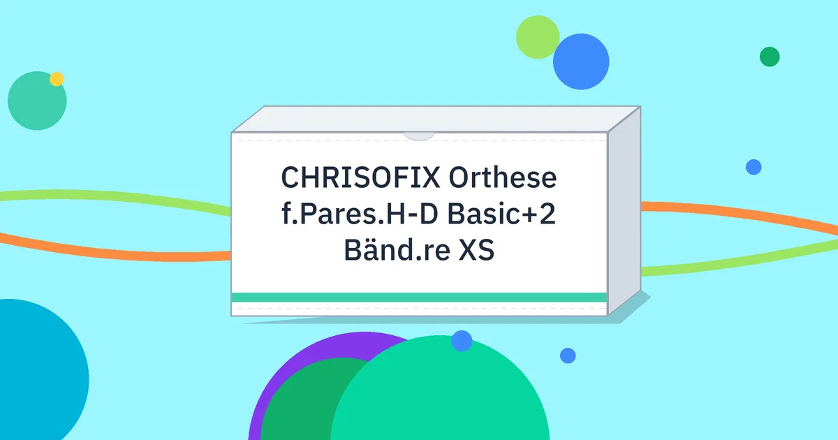 Symbolbild: Packung mit der Aufschrift CHRISOFIX Orthese f.Pares.H-D Basic+2 Bänd.re XS (PZN 17586553) – Verfügbarkeit und Bezug in Apotheken in Frankfurt am Main