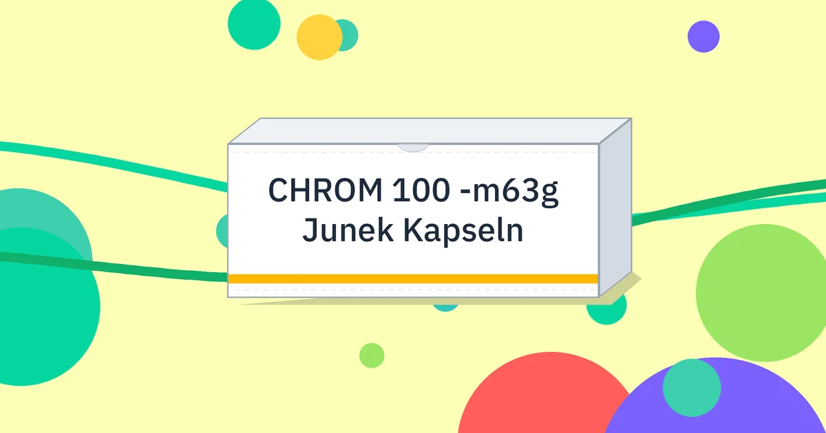 Symbolbild: Packung mit der Aufschrift CHROM 100 -m63g Junek Kapseln (PZN 08430645) – Verfügbarkeit und Bezug in Apotheken in Frankfurt am Main