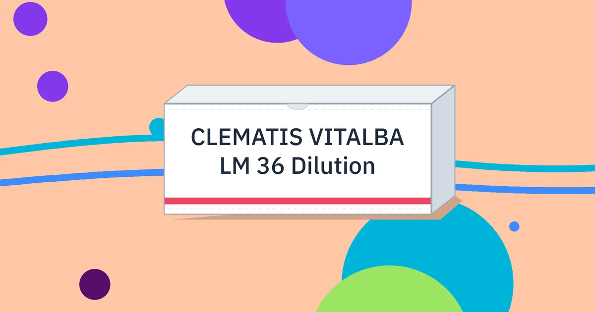 Symbolbild: Packung mit der Aufschrift CLEMATIS VITALBA LM 36 Dilution (PZN 13447582) – Verfügbarkeit und Bezug in Apotheken in Frankfurt am Main
