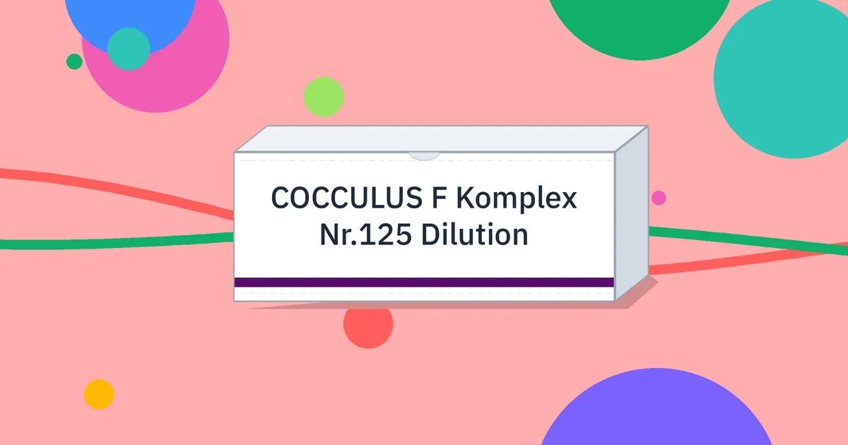 Symbolbild: Packung mit der Aufschrift COCCULUS F Komplex Nr.125 Dilution (PZN 04484673) – Verfügbarkeit und Bezug in Apotheken in Frankfurt am Main