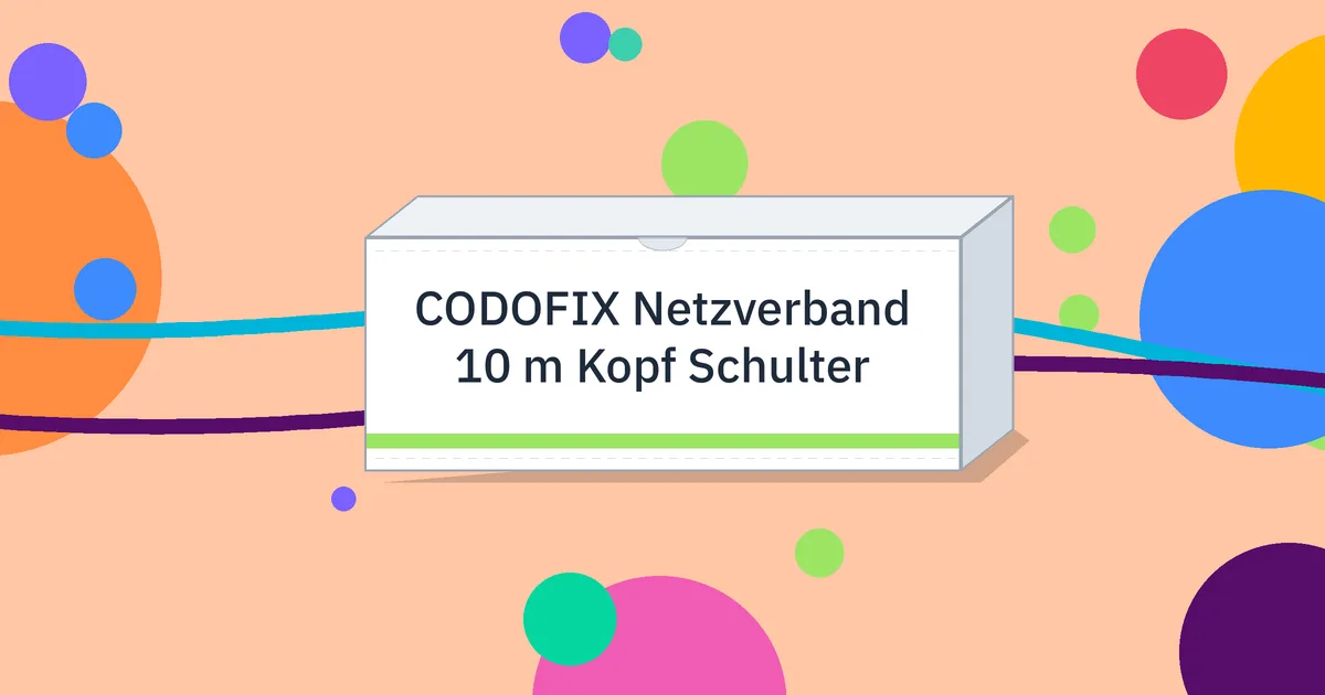 Symbolbild: Packung mit der Aufschrift CODOFIX Netzverband 10 m Kopf Schulter (PZN 06928186) – Verfügbarkeit und Bezug in Apotheken in Frankfurt am Main