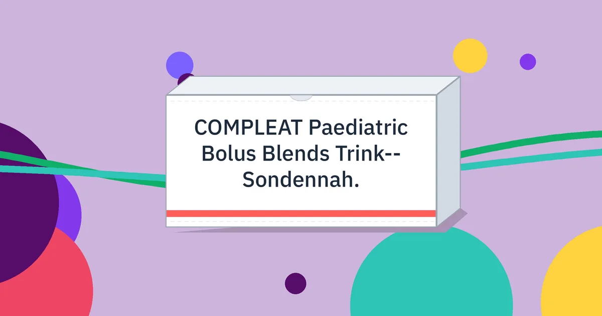 Symbolbild: Packung mit der Aufschrift COMPLEAT Paediatric Bolus Blends Trink--Sondennah. (PZN 19457624) – Verfügbarkeit und Bezug in Apotheken in Frankfurt am Main