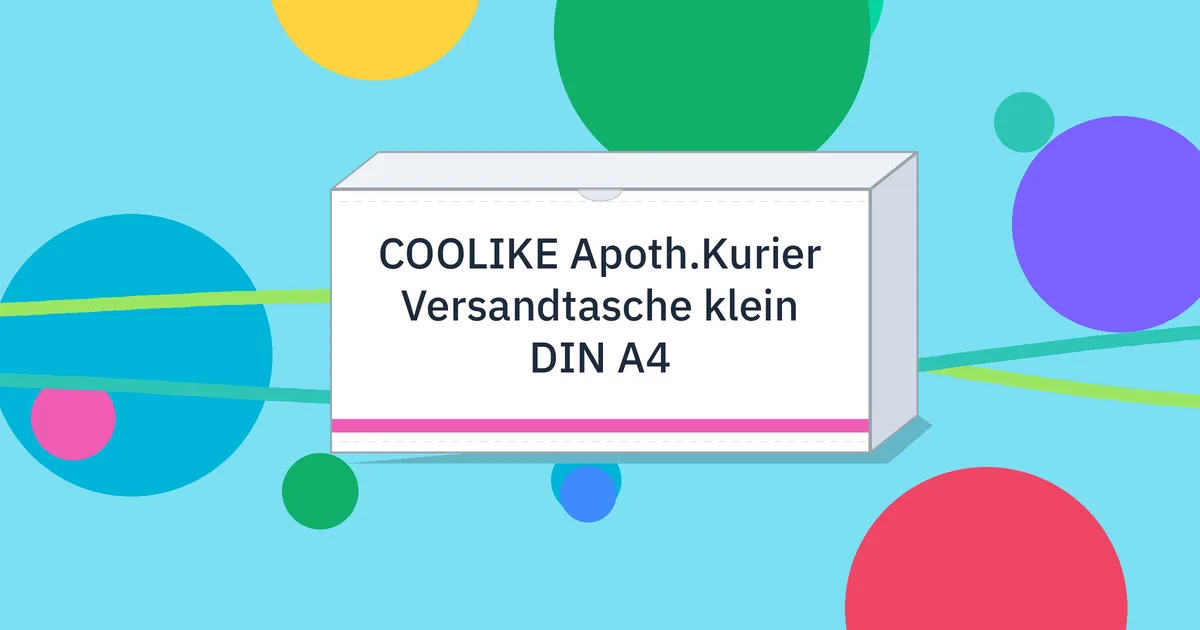 Symbolbild: Packung mit der Aufschrift COOLIKE Apoth.Kurier Versandtasche klein DIN A4 (PZN 03125653) – Verfügbarkeit und Bezug in Apotheken in Frankfurt am Main