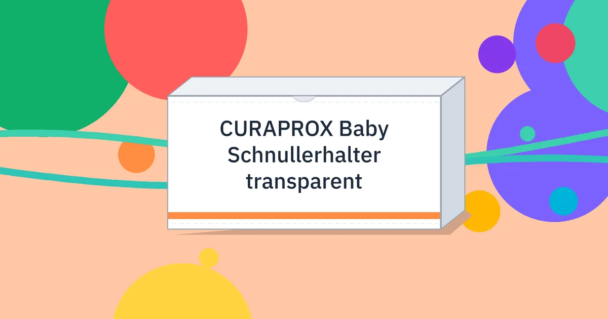 Symbolbild: Packung mit der Aufschrift CURAPROX Baby Schnullerhalter transparent (PZN 20858860) – Verfügbarkeit und Bezug in Apotheken in Frankfurt am Main