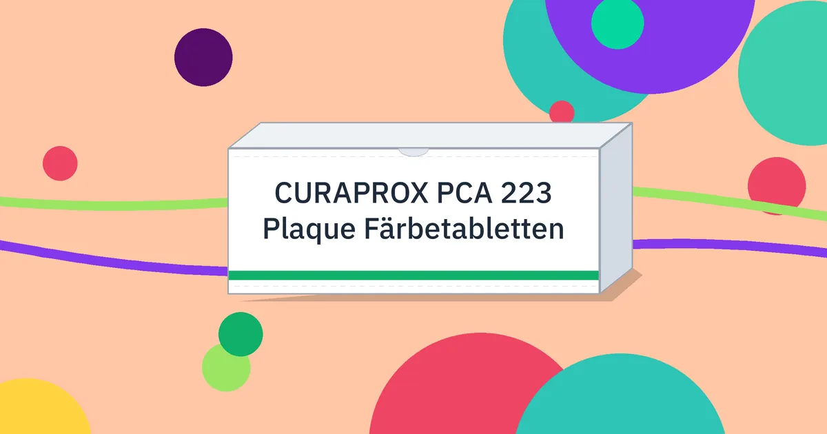 Symbolbild: Packung mit der Aufschrift CURAPROX PCA 223 Plaque Färbetabletten (PZN 05014136) – Verfügbarkeit und Bezug in Apotheken in Frankfurt am Main
