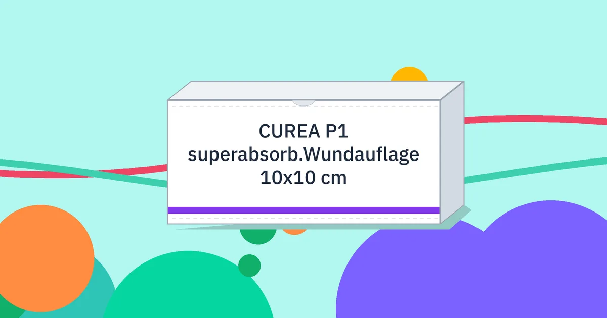 Symbolbild: Packung mit der Aufschrift CUREA P1 superabsorb.Wundauflage 10x10 cm (PZN 10286285) – Verfügbarkeit und Bezug in Apotheken in Frankfurt am Main