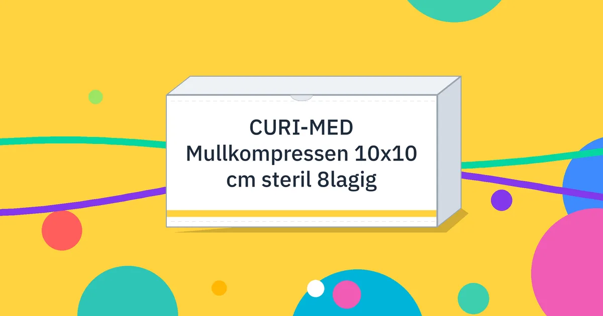Symbolbild: Packung mit der Aufschrift CURI-MED Mullkompressen 10x10 cm steril 8lagig (PZN 16746687) – Verfügbarkeit und Bezug in Apotheken in Frankfurt am Main