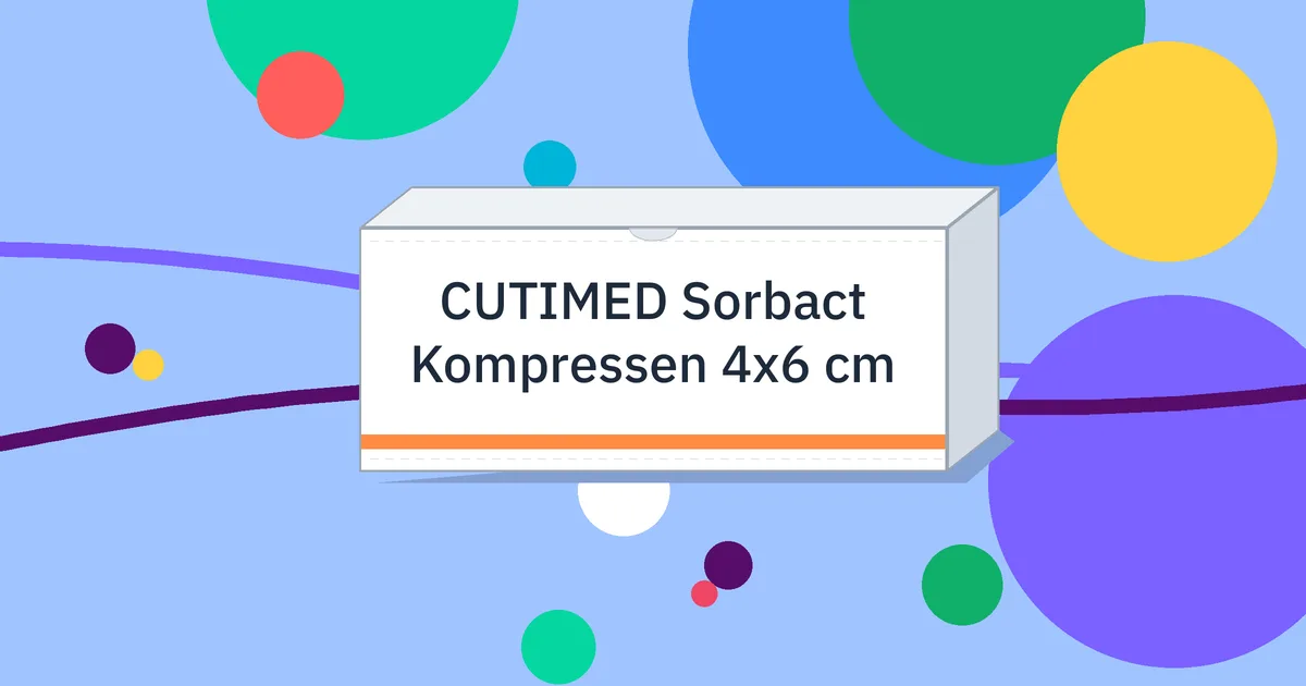 Symbolbild: Packung mit der Aufschrift CUTIMED Sorbact Kompressen 4x6 cm (PZN 20543636) – Verfügbarkeit und Bezug in Apotheken in Frankfurt am Main