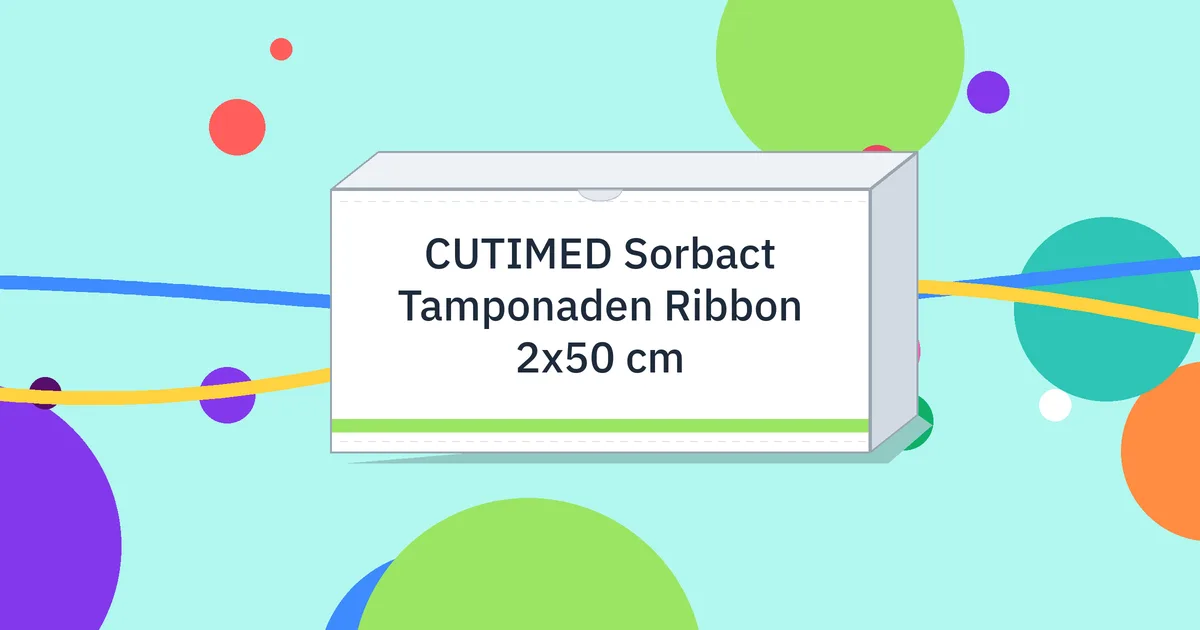Symbolbild: Packung mit der Aufschrift CUTIMED Sorbact Tamponaden Ribbon 2x50 cm (PZN 20846710) – Verfügbarkeit und Bezug in Apotheken in Frankfurt am Main