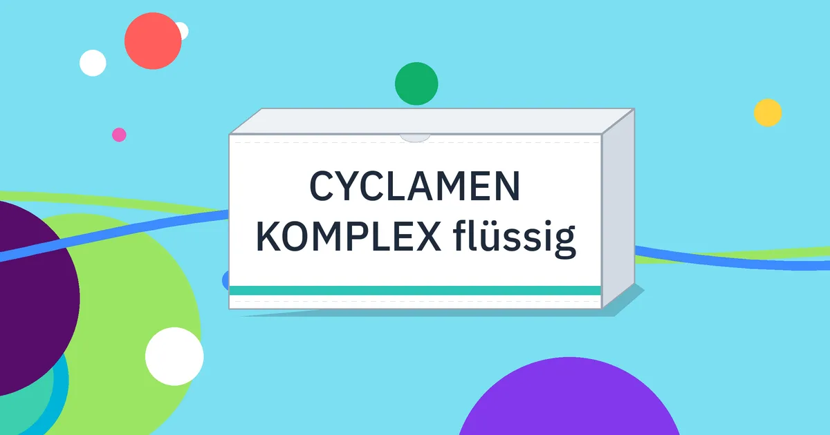 Symbolbild: Packung mit der Aufschrift CYCLAMEN KOMPLEX flüssig (PZN 02193842) – Verfügbarkeit und Bezug in Apotheken in Frankfurt am Main