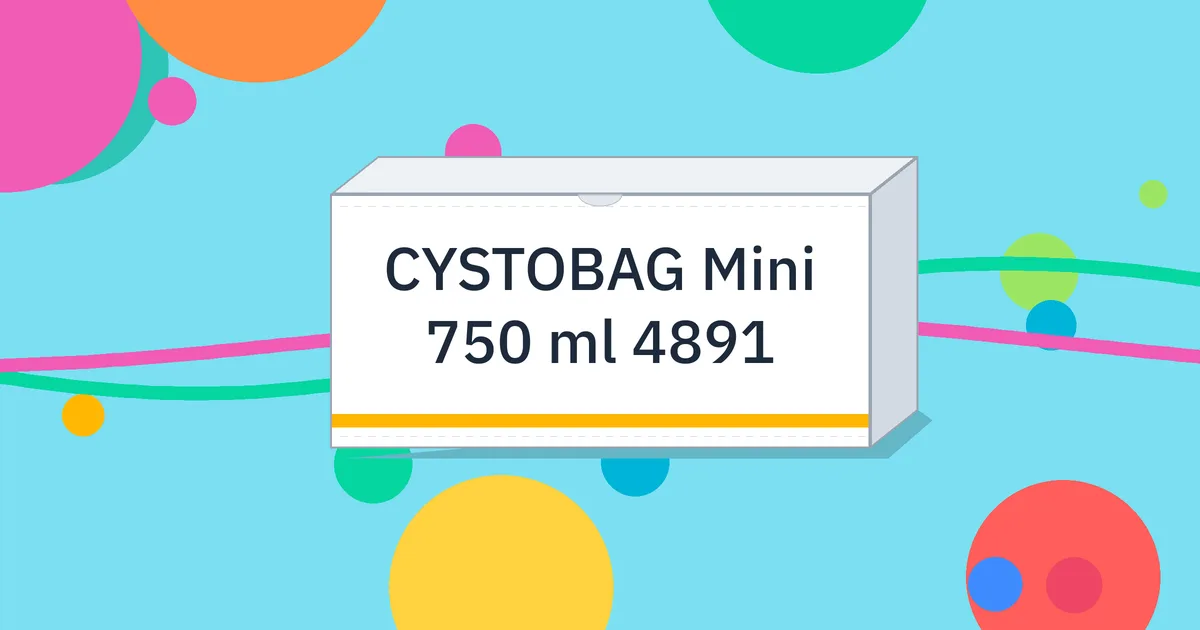 Symbolbild: Packung mit der Aufschrift CYSTOBAG Mini 750 ml 4891 (PZN 08747827) – Verfügbarkeit und Bezug in Apotheken in Frankfurt am Main
