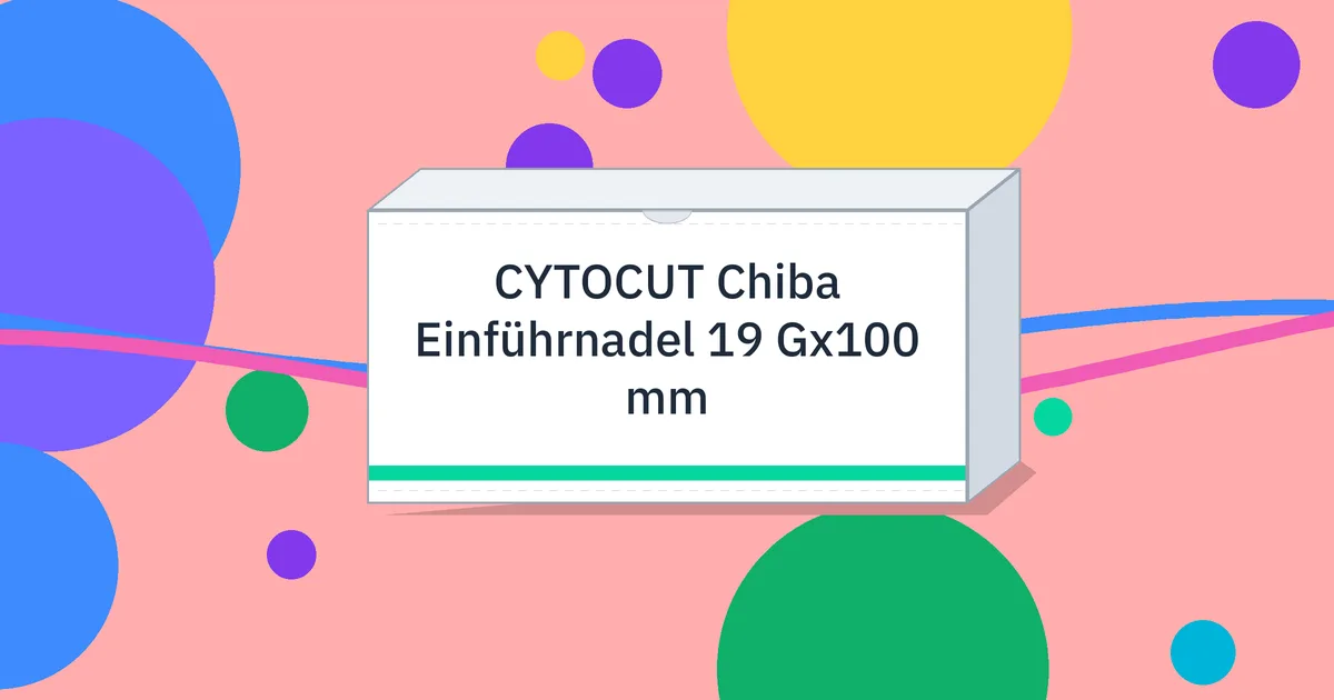 Symbolbild: Packung mit der Aufschrift CYTOCUT Chiba Einführnadel 19 Gx100 mm (PZN 16919248) – Verfügbarkeit und Bezug in Apotheken in Frankfurt am Main