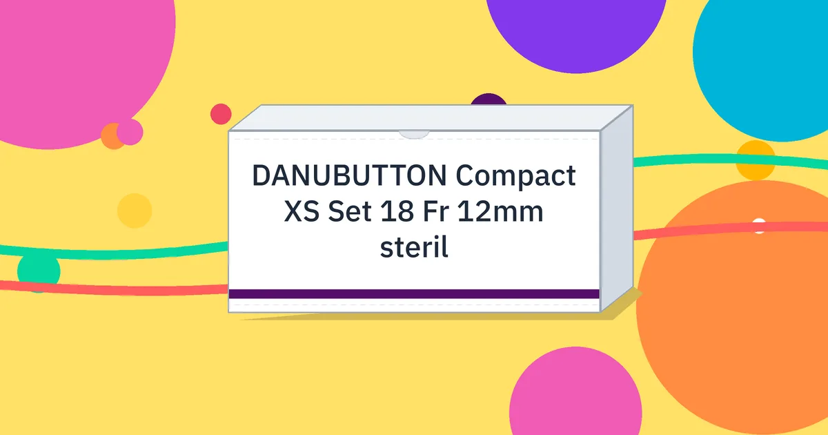 Symbolbild: Packung mit der Aufschrift DANUBUTTON Compact XS Set 18 Fr 12mm steril (PZN 19852970) – Verfügbarkeit und Bezug in Apotheken in Frankfurt am Main