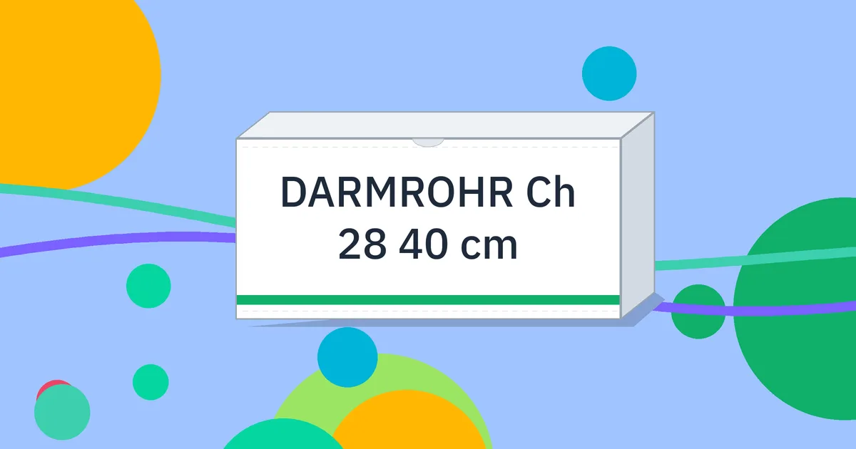 Symbolbild: Packung mit der Aufschrift DARMROHR Ch 28 40 cm (PZN 00725720) – Verfügbarkeit und Bezug in Apotheken in Frankfurt am Main