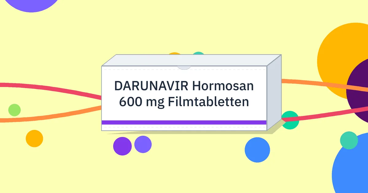Symbolbild: Packung mit der Aufschrift DARUNAVIR Hormosan 600 mg Filmtabletten (PZN 17400778) – Verfügbarkeit und Bezug in Apotheken in Frankfurt am Main
