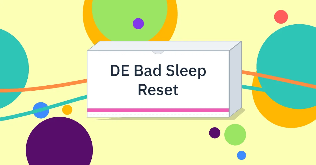 Symbolbild: Packung mit der Aufschrift DE Bad Sleep Reset (PZN 20317667) – Verfügbarkeit und Bezug in Apotheken in Frankfurt am Main