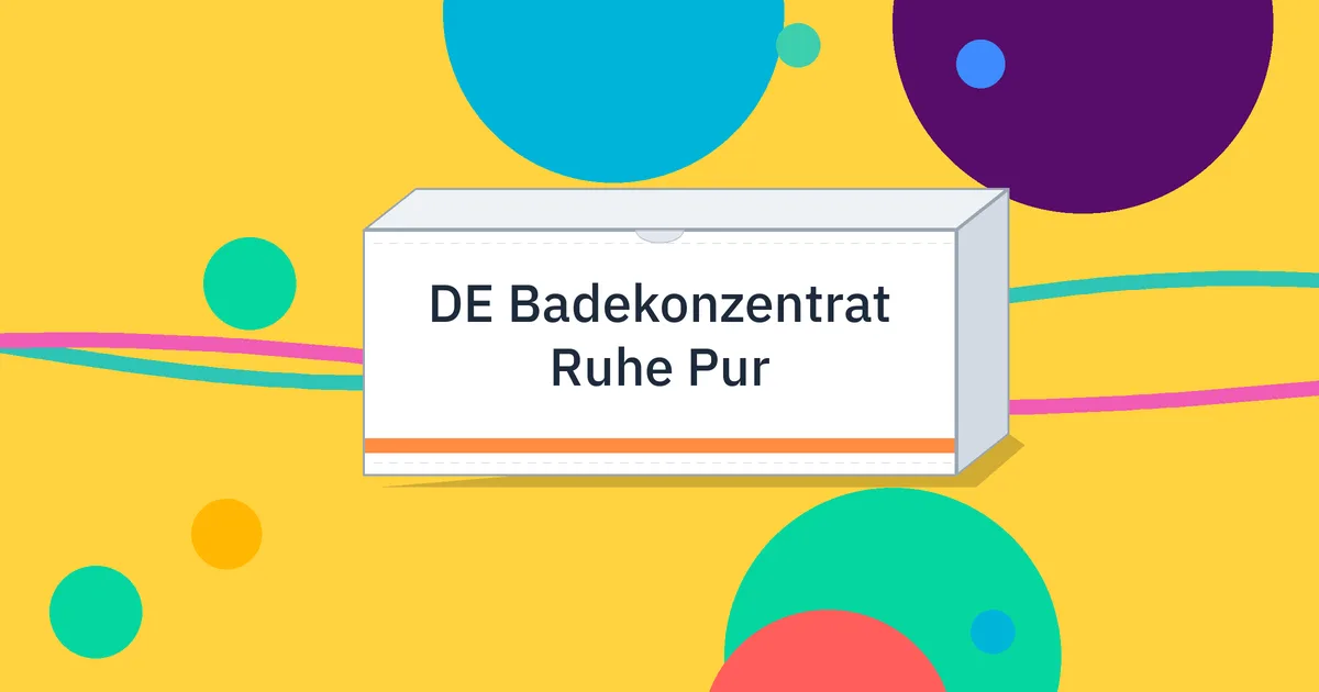 Symbolbild: Packung mit der Aufschrift DE Badekonzentrat Ruhe Pur (PZN 16387403) – Verfügbarkeit und Bezug in Apotheken in Frankfurt am Main
