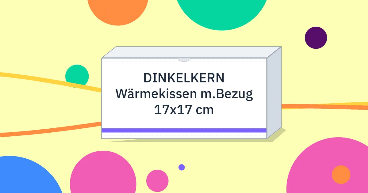 Symbolbild: Packung mit der Aufschrift DINKELKERN Wärmekissen m.Bezug 17x17 cm (PZN 06079304) – Verfügbarkeit und Bezug in Apotheken in Frankfurt am Main