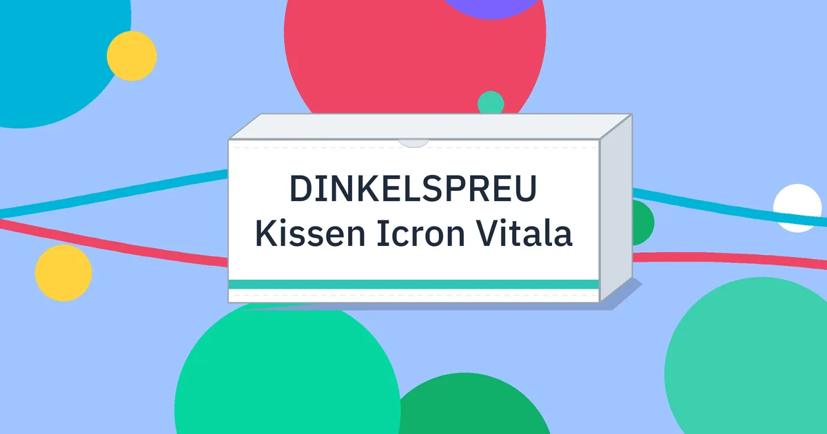 Symbolbild: Packung mit der Aufschrift DINKELSPREU Kissen Icron Vitala (PZN 02419140) – Verfügbarkeit und Bezug in Apotheken in Frankfurt am Main