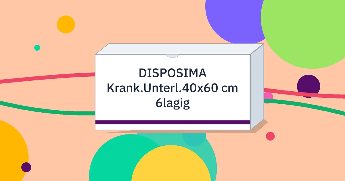 Symbolbild: Packung mit der Aufschrift DISPOSIMA Krank.Unterl.40x60 cm 6lagig (PZN 13871050) – Verfügbarkeit und Bezug in Apotheken in Frankfurt am Main