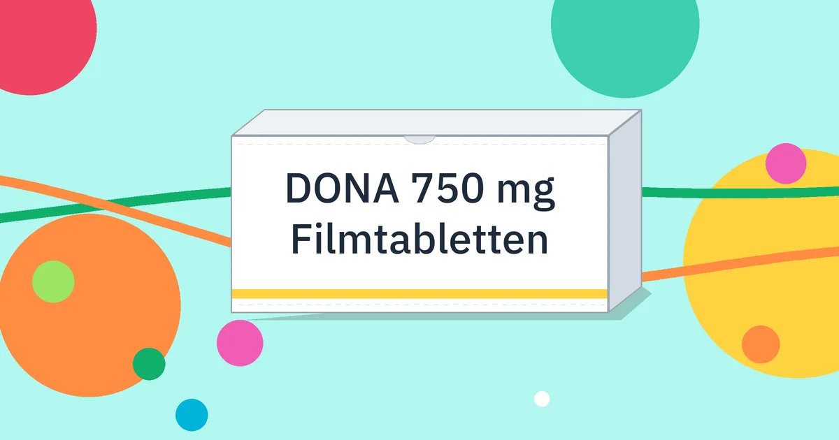 Symbolbild: Packung mit der Aufschrift DONA 750 mg Filmtabletten (PZN 18754722) – Verfügbarkeit und Bezug in Apotheken in Frankfurt am Main