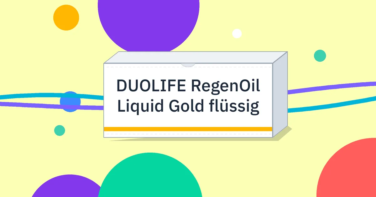 Symbolbild: Packung mit der Aufschrift DUOLIFE RegenOil Liquid Gold flüssig (PZN 18193465) – Verfügbarkeit und Bezug in Apotheken in Frankfurt am Main