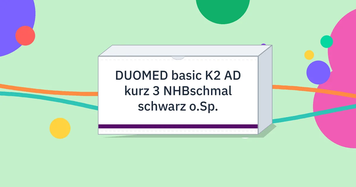 Symbolbild: Packung mit der Aufschrift DUOMED basic K2 AD kurz 3 NHBschmal schwarz o.Sp. (PZN 20907802) – Verfügbarkeit und Bezug in Apotheken in Frankfurt am Main