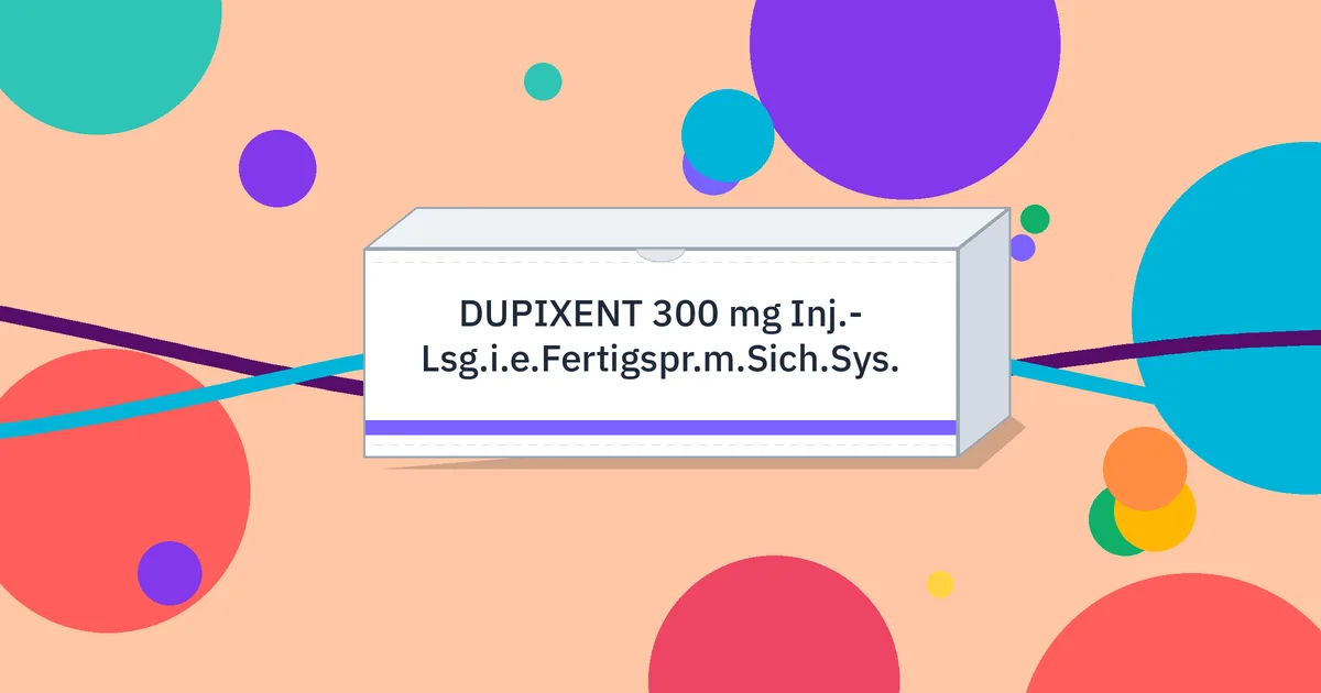 Symbolbild: Packung mit der Aufschrift DUPIXENT 300 mg Inj.-Lsg.i.e.Fertigspr.m.Sich.Sys. (PZN 12727291) – Verfügbarkeit und Bezug in Apotheken in Frankfurt am Main