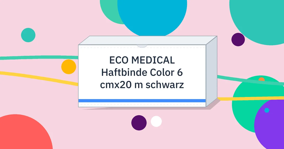 Symbolbild: Packung mit der Aufschrift ECO MEDICAL Haftbinde Color 6 cmx20 m schwarz (PZN 00752823) – Verfügbarkeit und Bezug in Apotheken in Frankfurt am Main