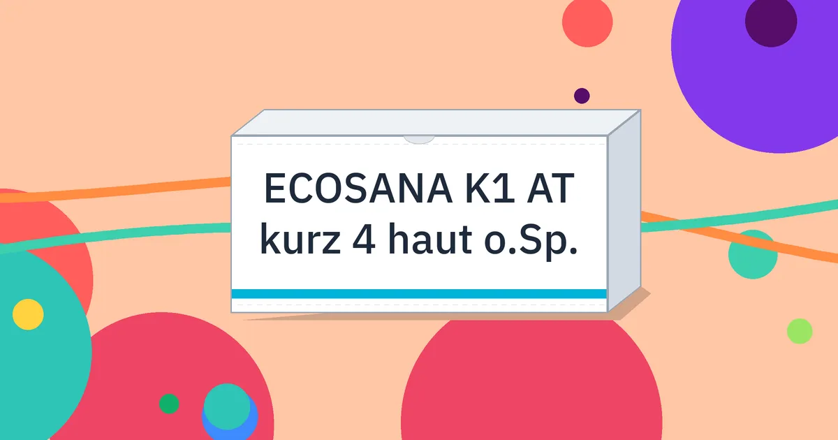 Symbolbild: Packung mit der Aufschrift ECOSANA K1 AT kurz 4 haut o.Sp. (PZN 04731870) – Verfügbarkeit und Bezug in Apotheken in Frankfurt am Main
